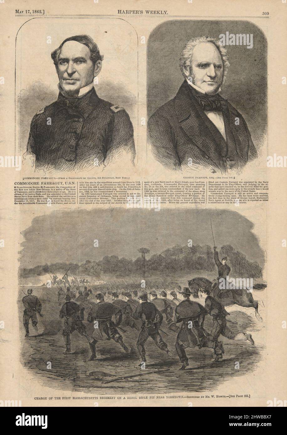 Charge of the First Massachusetts Regiment on a Rebel Rifle Pit near ...