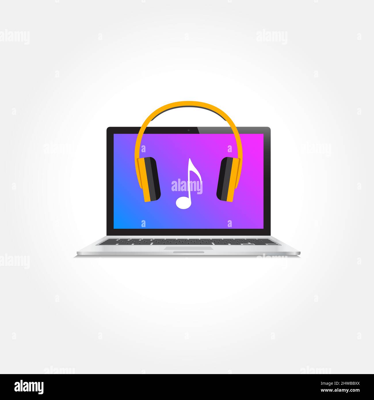Laptop Headphones Music Player Icon Stock Vector Image & Art - Alamy