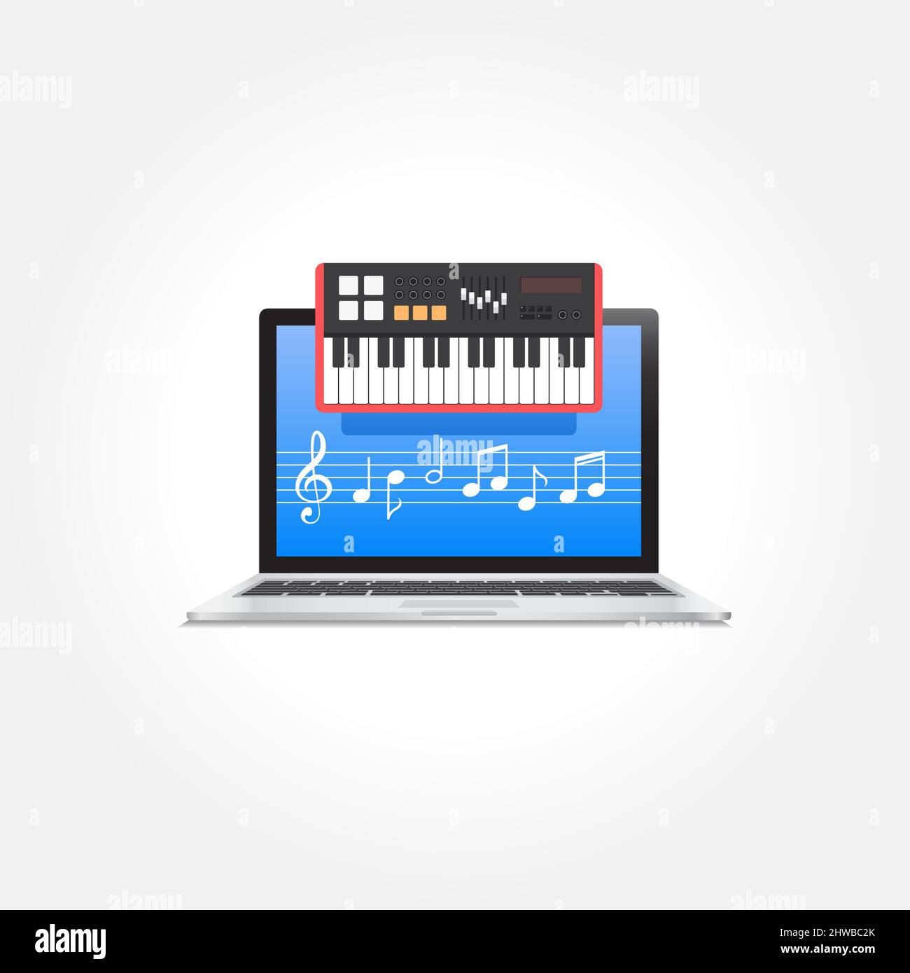 Recording studio keyboard player Stock Vector Images - Alamy
