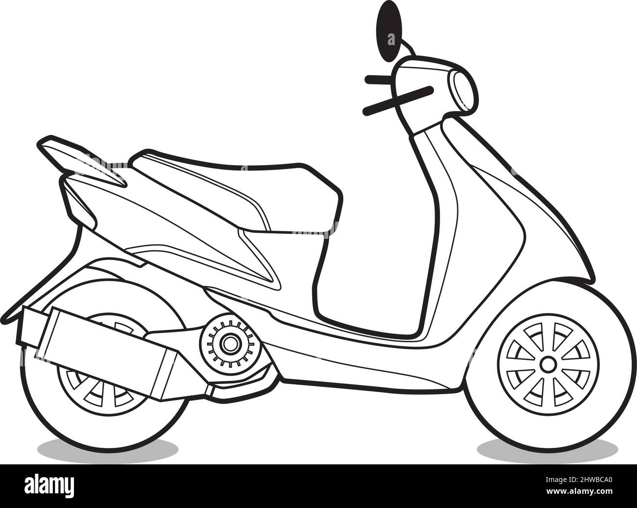 Classic Cute cartoon moped, side view, isolated. Vector illustration ...