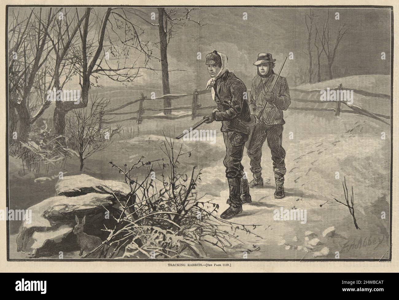 Tracking Rabbits. Artist: Edwin Austin Abbey, American, 1852–1911, M.A ...