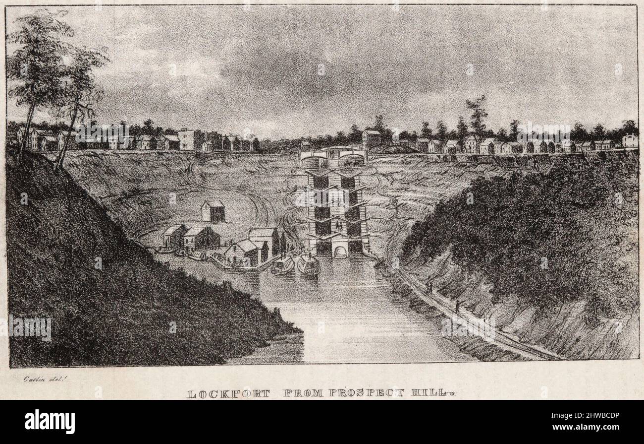 Lockport from Prospect Hill. Artist: George Catlin, American, 1796–1872 ...