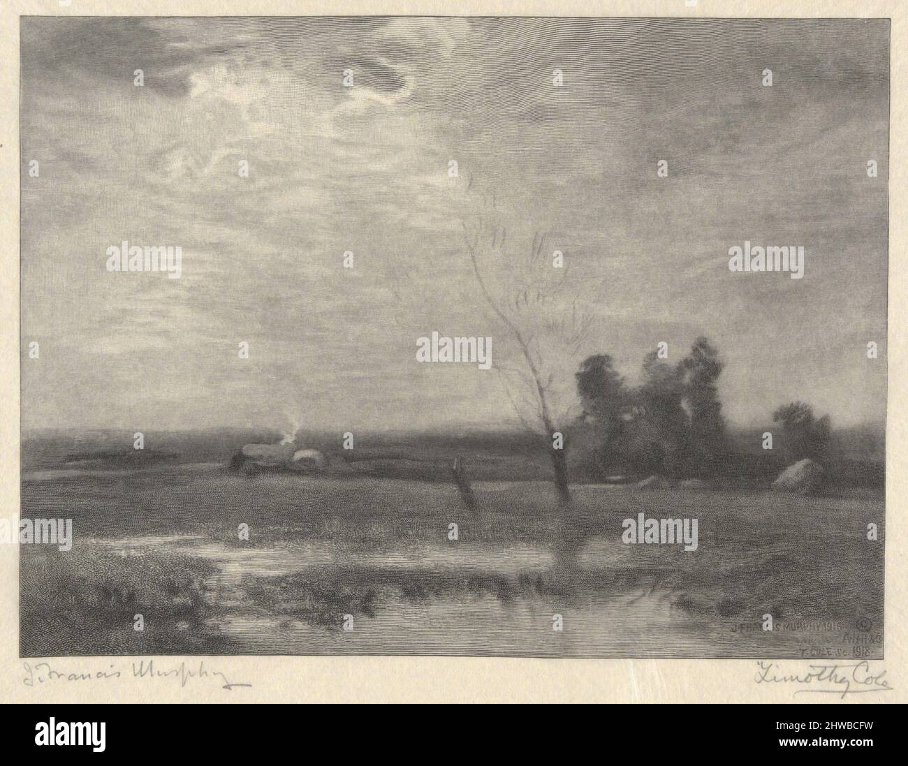 Landscape, Afternoon. Artist: Timothy Cole, American, 1852–1931 Stock ...