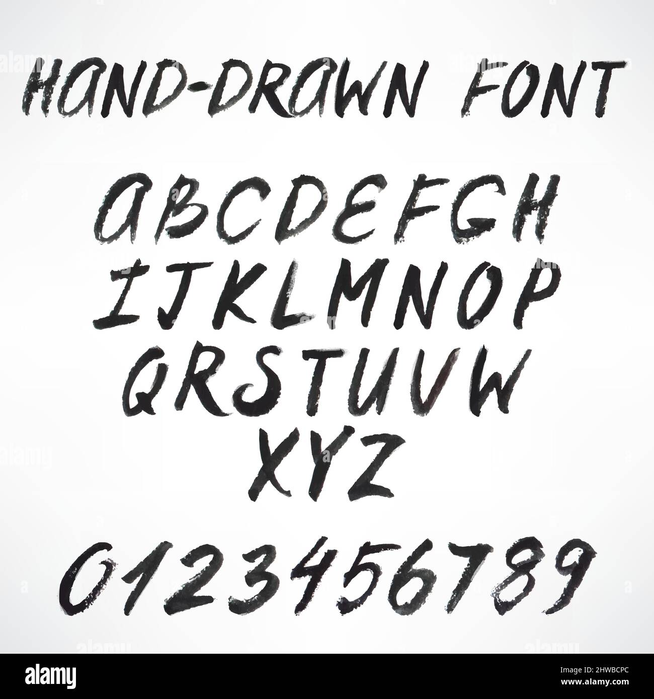 set of Latin hand-drawn gray letters and numbers Stock Vector Image ...