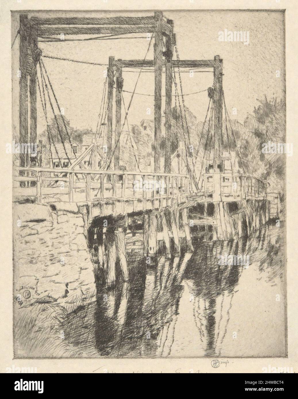 Old Toll Bridge, 1915. Artist: Childe Hassam, American, 1859–1935 Stock ...