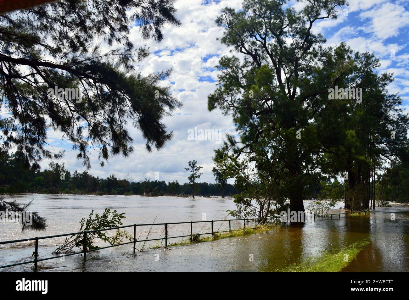 The Nepean River bursts its banks at Penrith in Sydney's west Stock ...