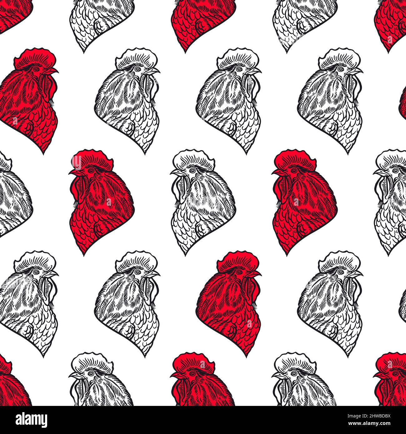 Beautiful seamless background of a black and red roosters - symbol of ...