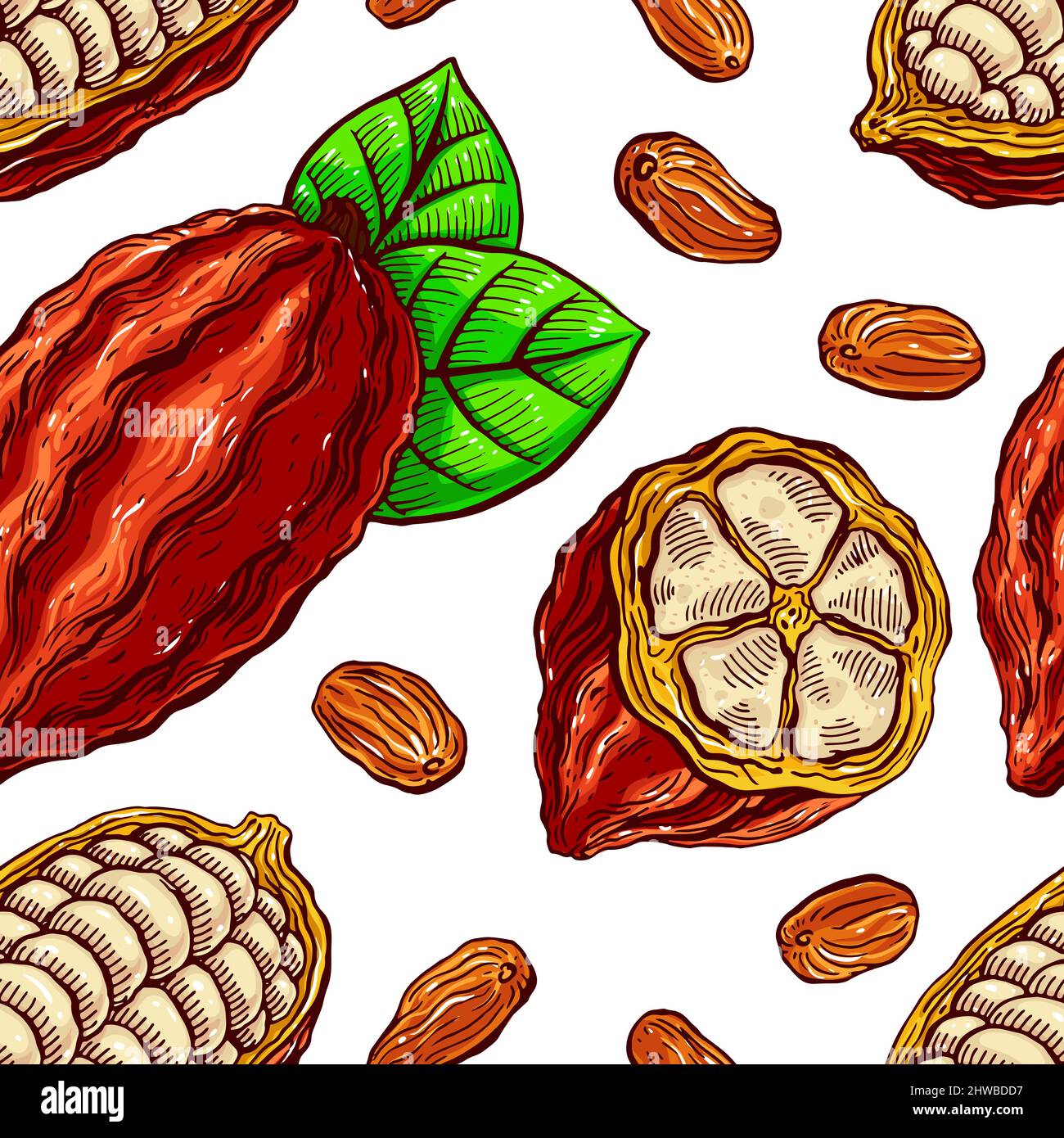 Brown cocoa beans seamless Stock Vector Images - Alamy