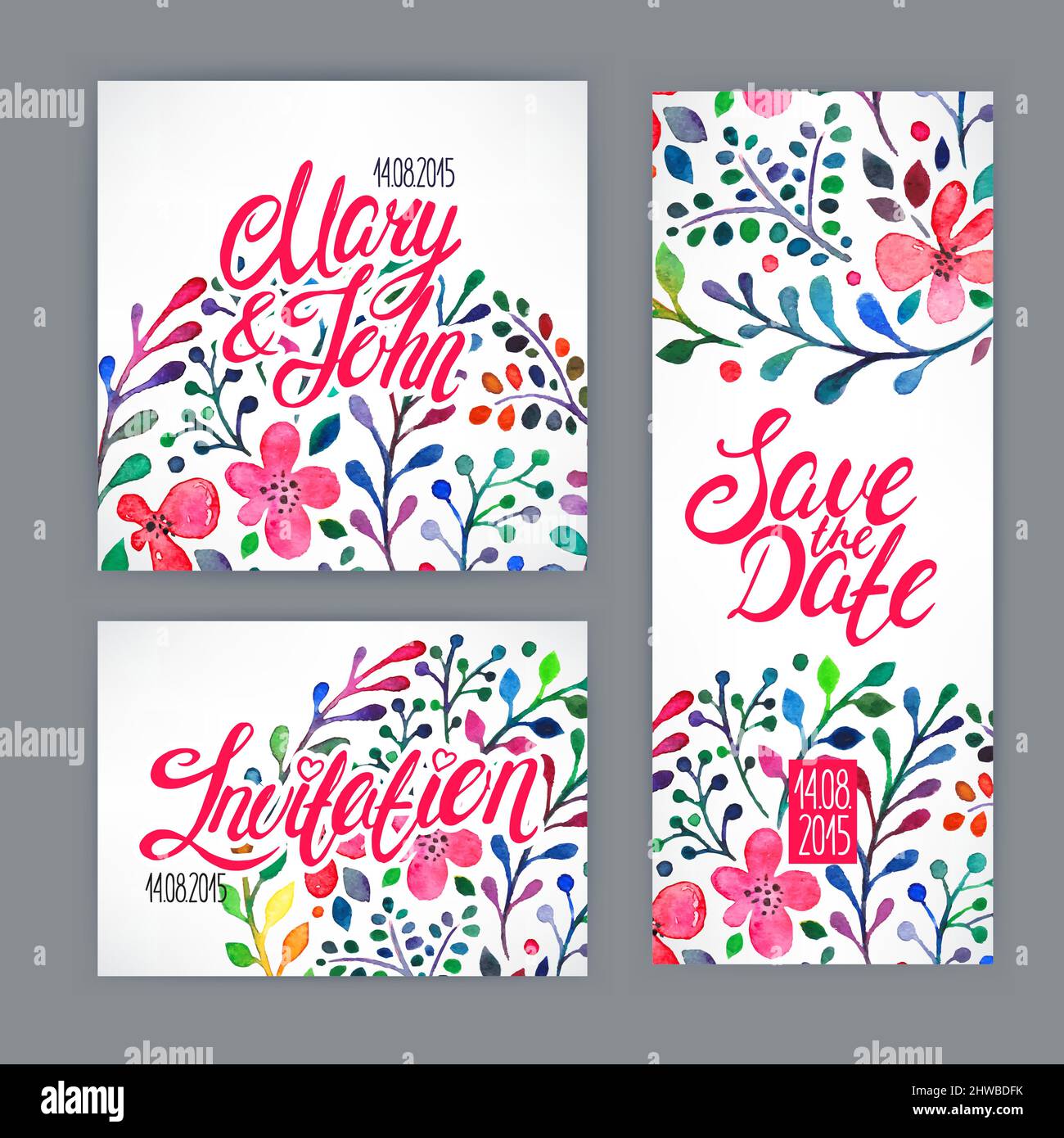 beautiful card with watercolor floral pattern. hand-drawn illustration ...