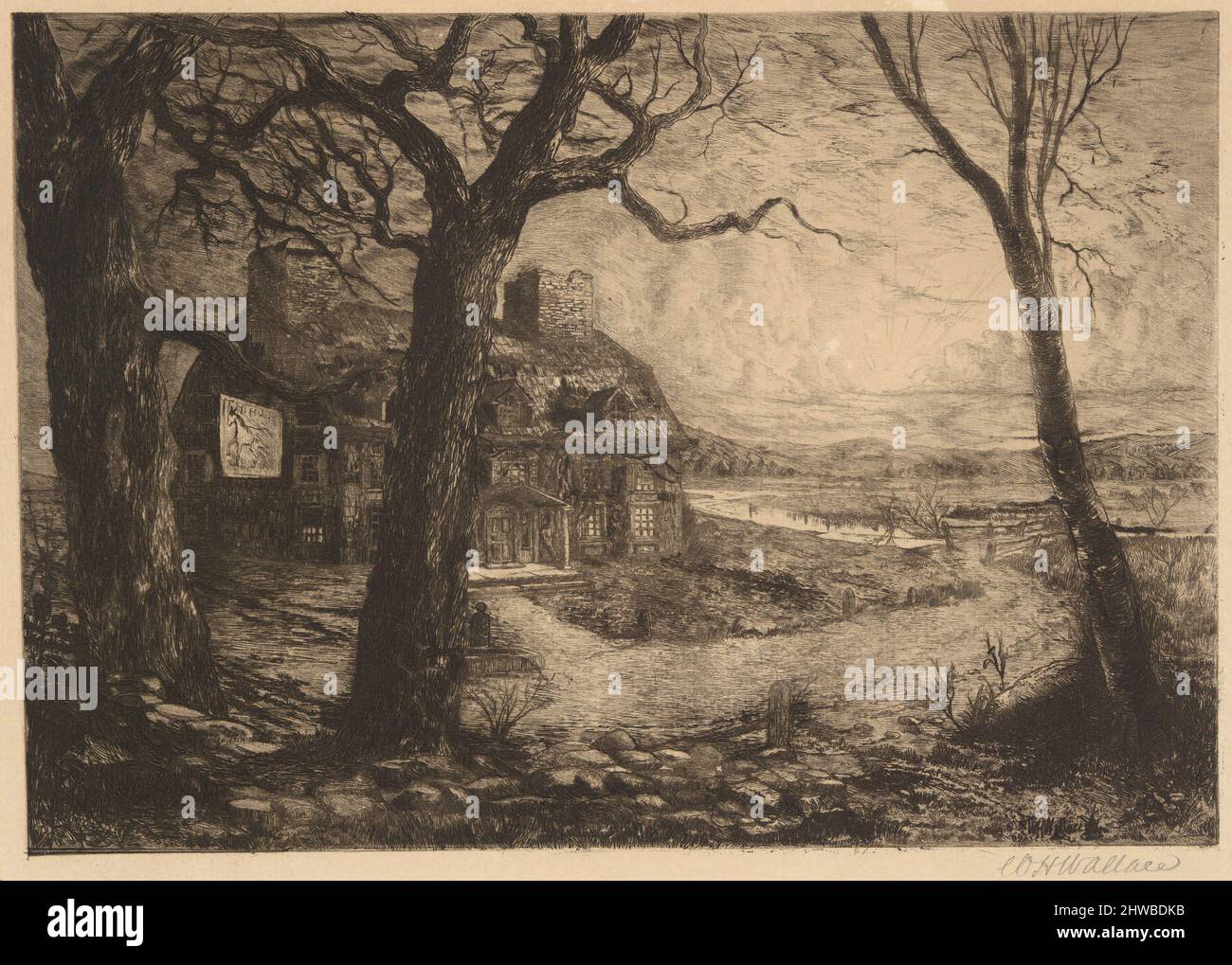 Landscape with Inn: Sunset. Artist: William H. Wallace, American, 1838 ...