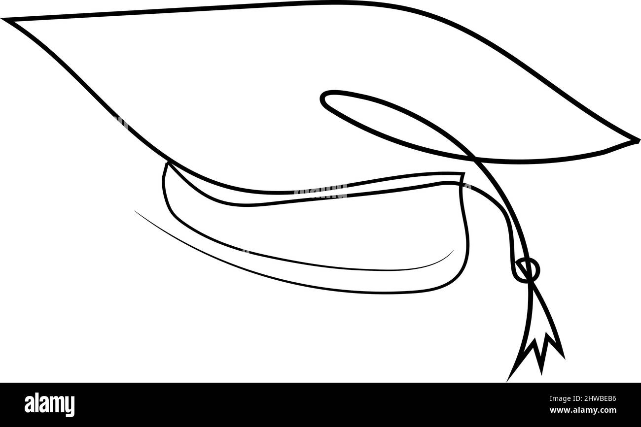 graduation cap line art Vector illustration Stock Vector Image & Art ...
