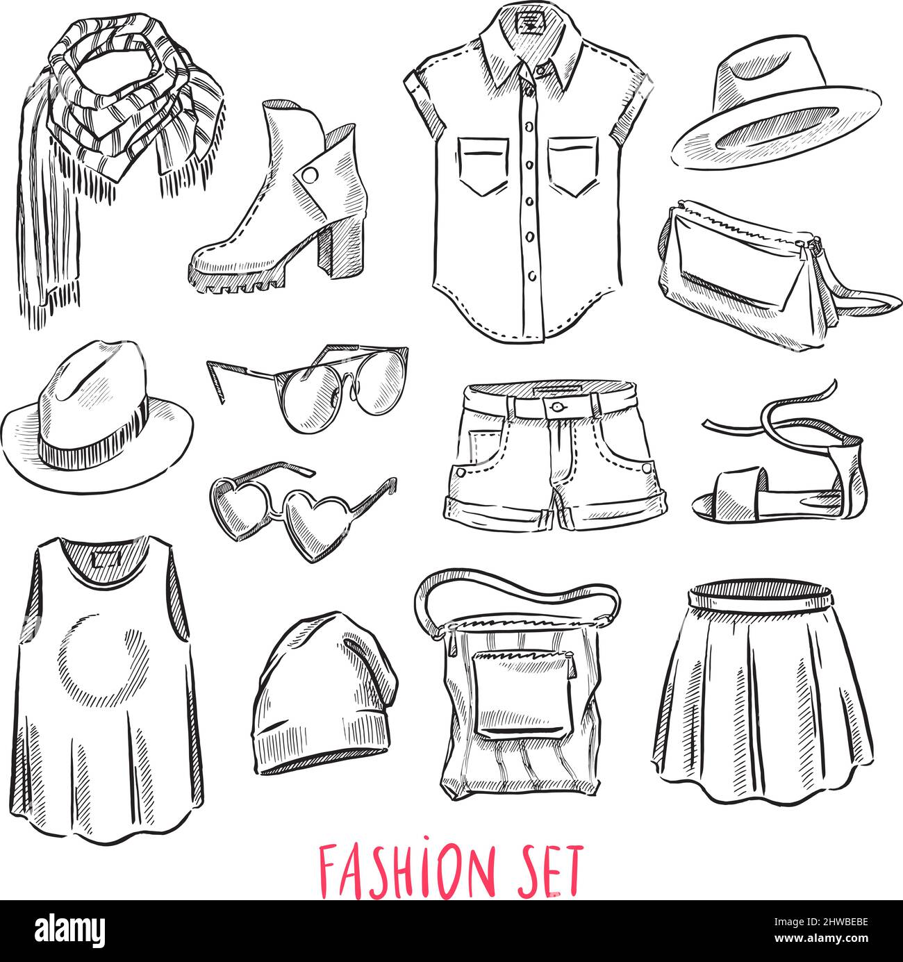 Woman shirt hat scarf Stock Vector Images - Alamy