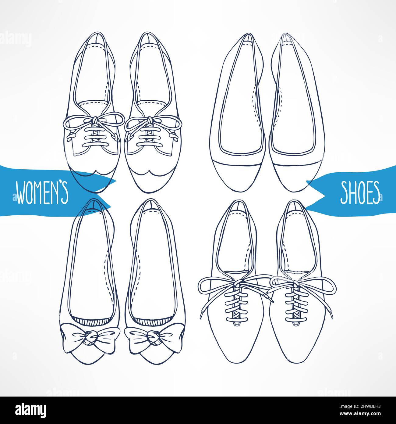 Set with different sketch shoes on a white background - 2 Stock Vector ...