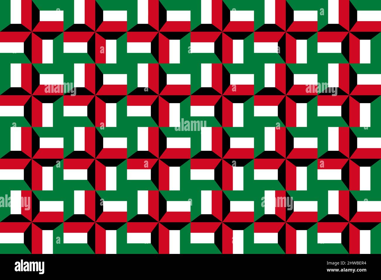 Geometric pattern in the colors of the national flag of Kuwait. The ...