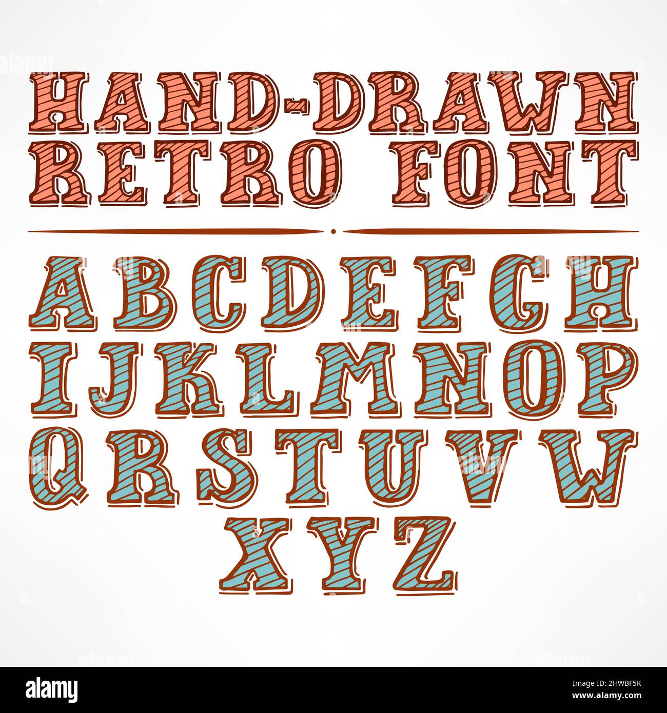 beautiful vintage striped hand-drawn font Stock Vector Image & Art - Alamy