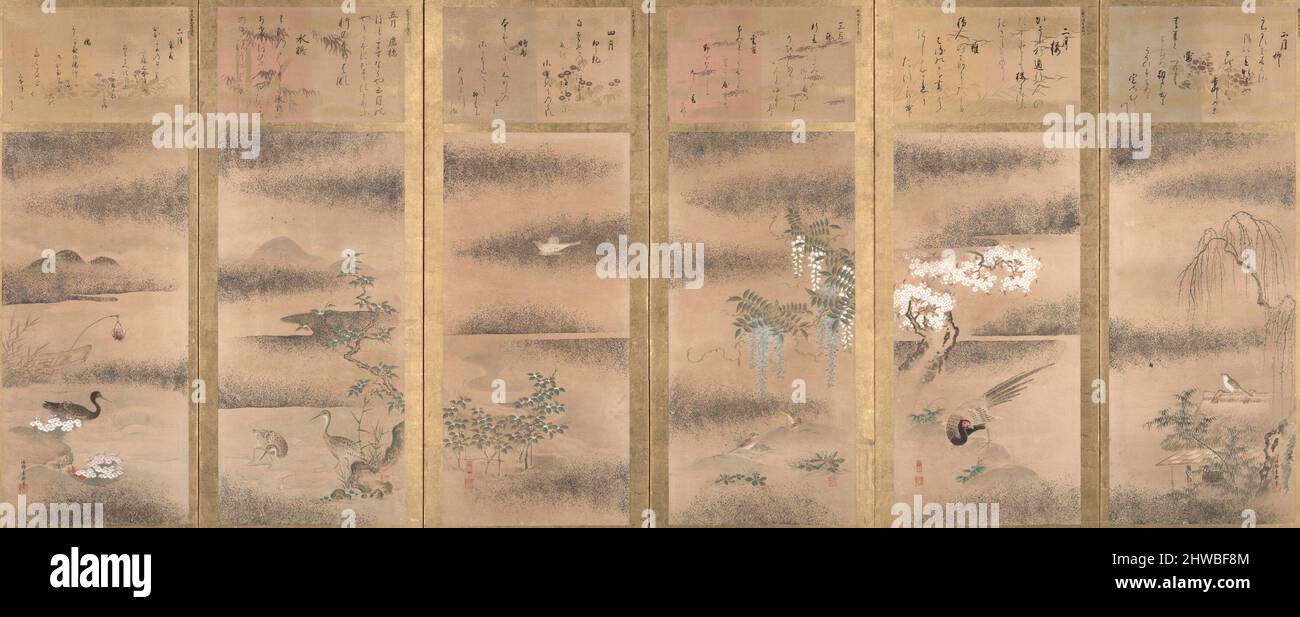 Birds and Flowers of the Twelve Months. Artist: Yamamoto Soken ...