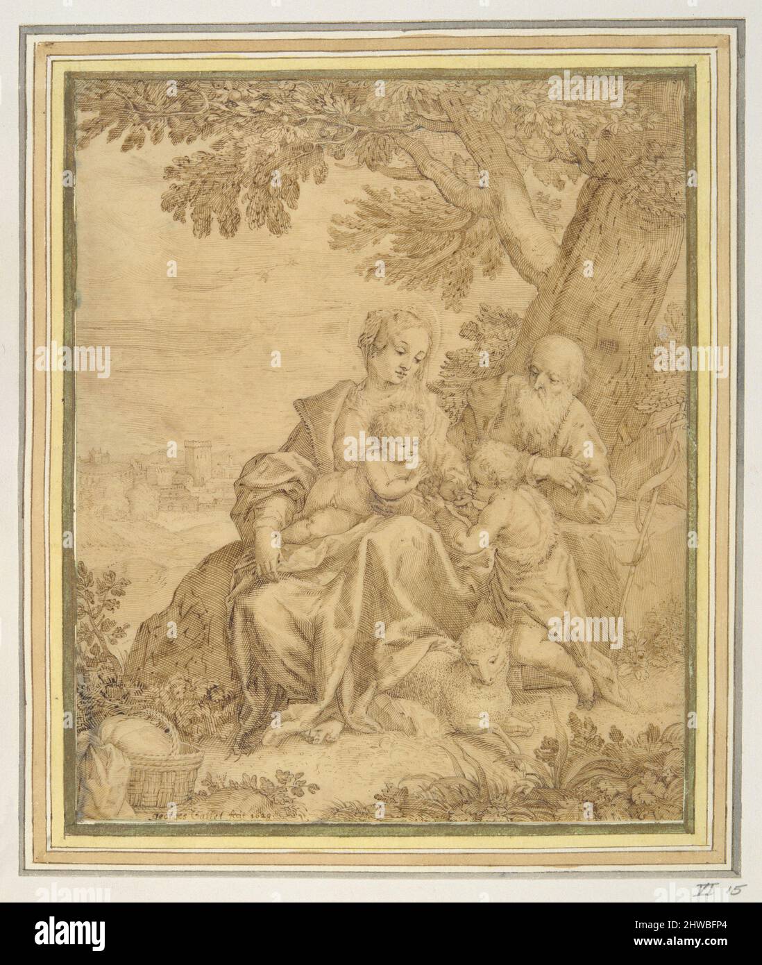 Holy Family with Saint John. Artist: Georges Vallet, French Stock Photo ...