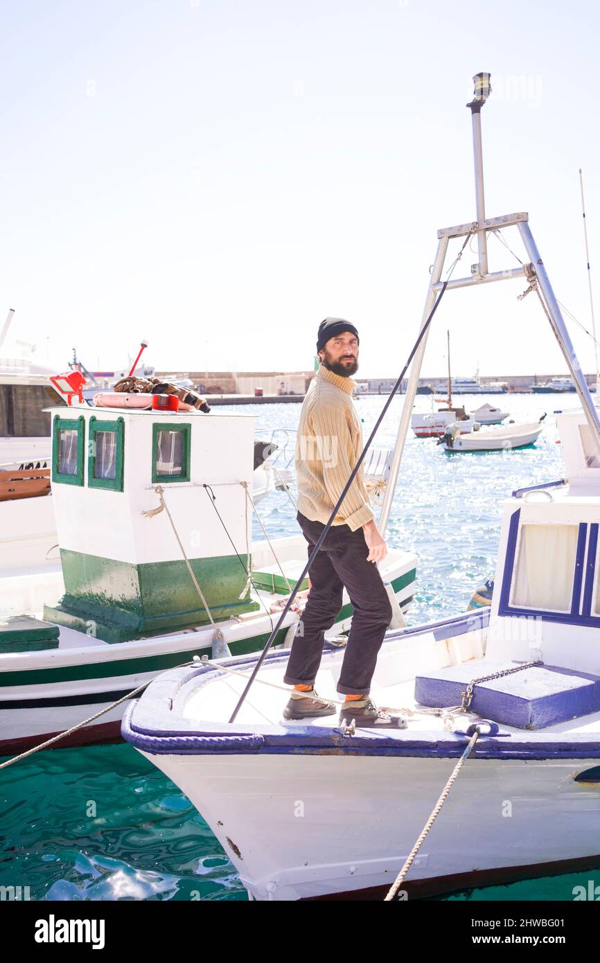 sailor bearded man in the harbor Stock Photo - Alamy