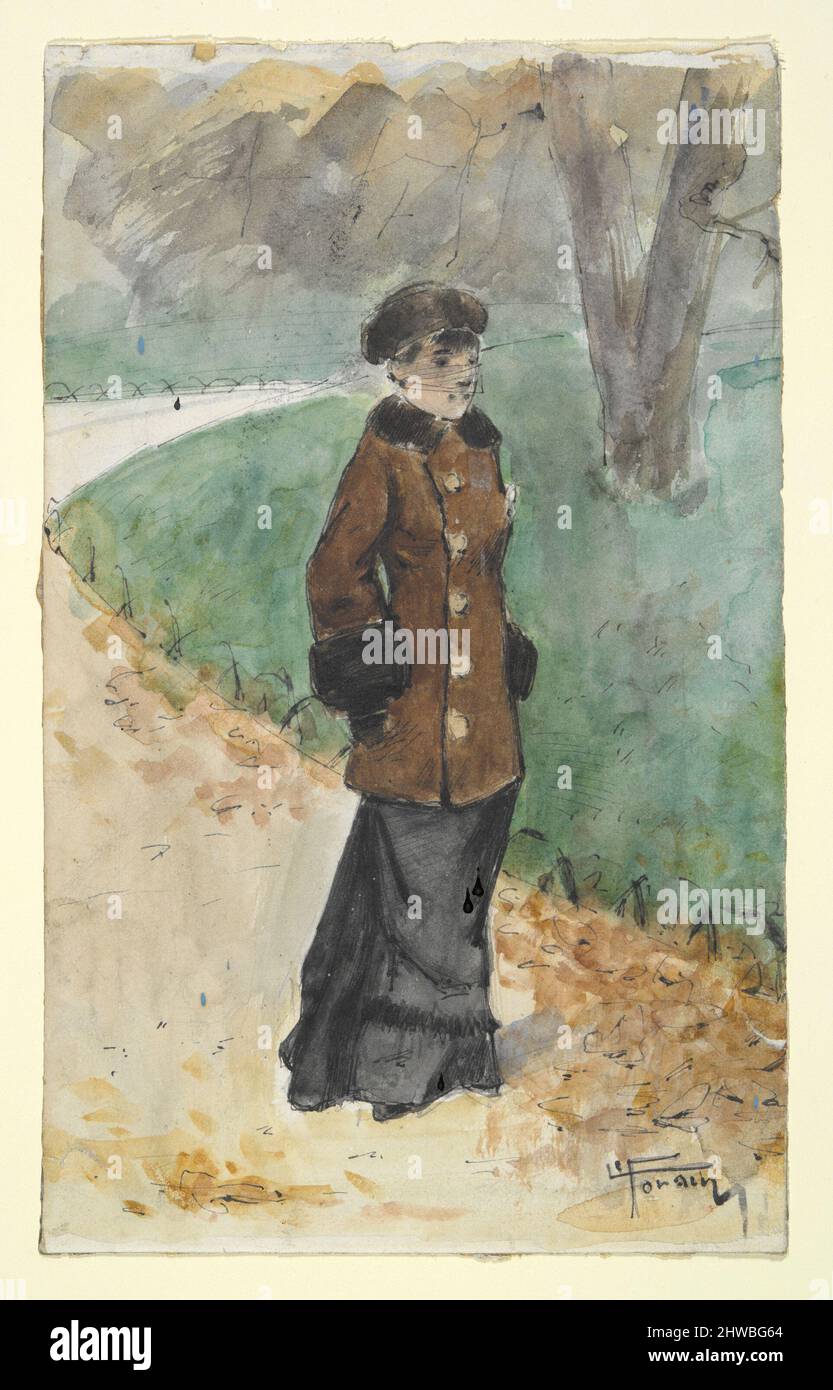 Woman Walking. Artist: Jean-Louis Forain, French, 1852–1931 Stock Photo ...