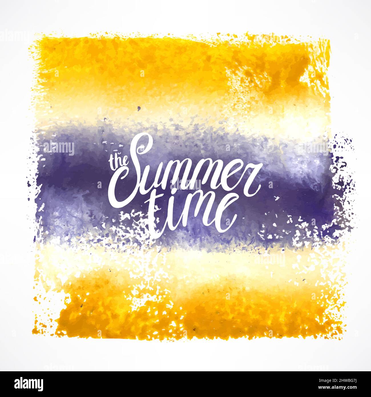 the summer time. colorful stroke background with hand-drawn phrase ...
