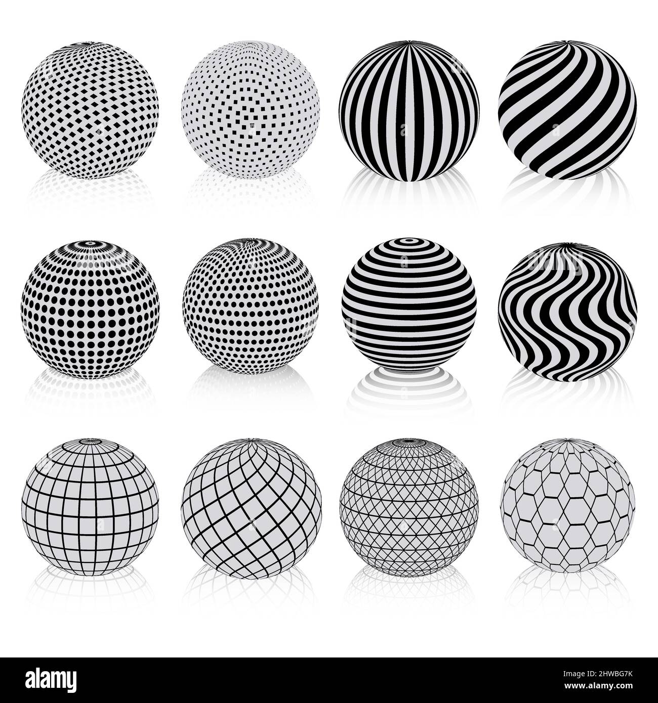 Set of minimalistic halftone spherical isolated vector symbols with ...