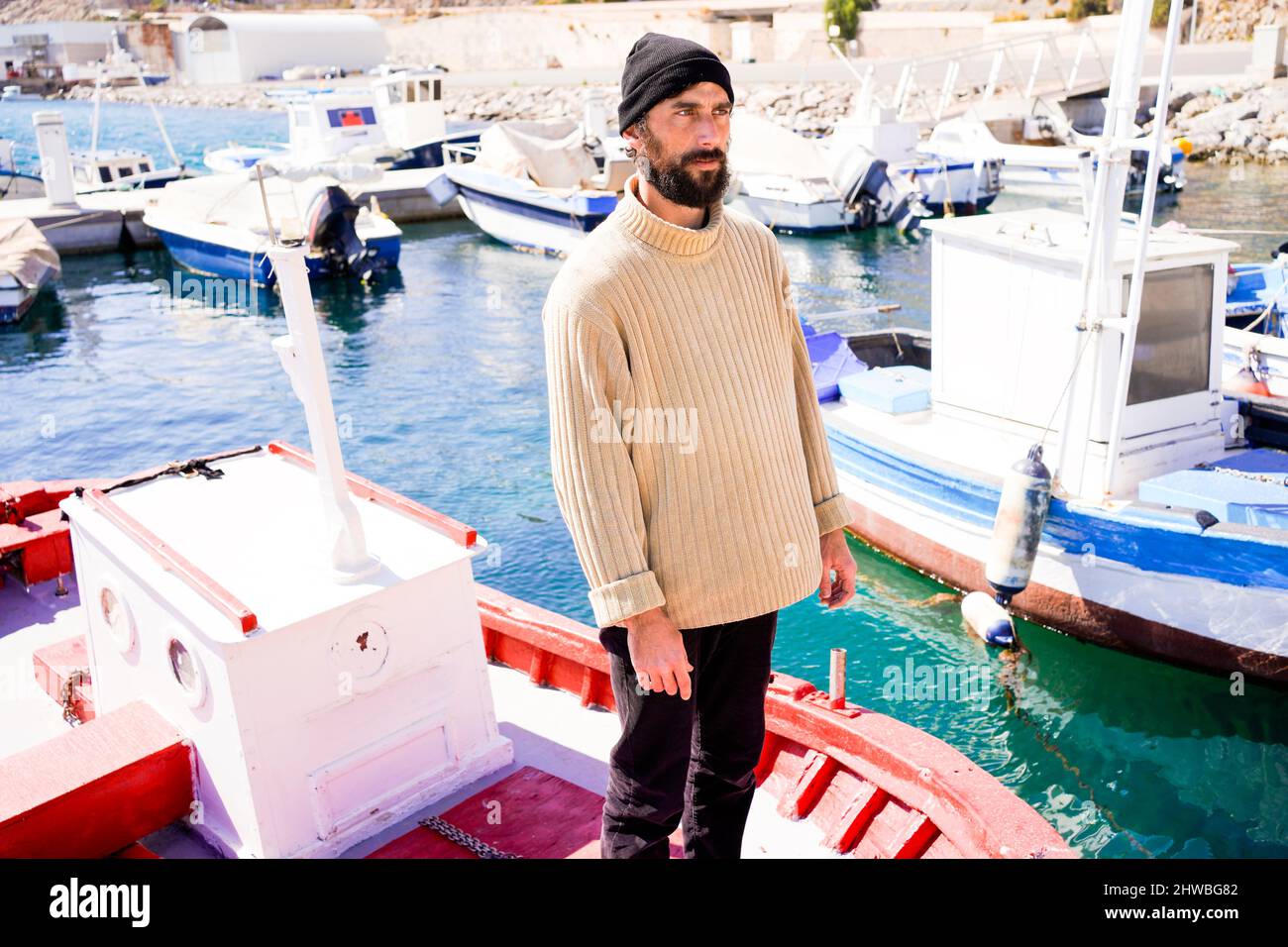 sailor bearded man in the harbor Stock Photo - Alamy