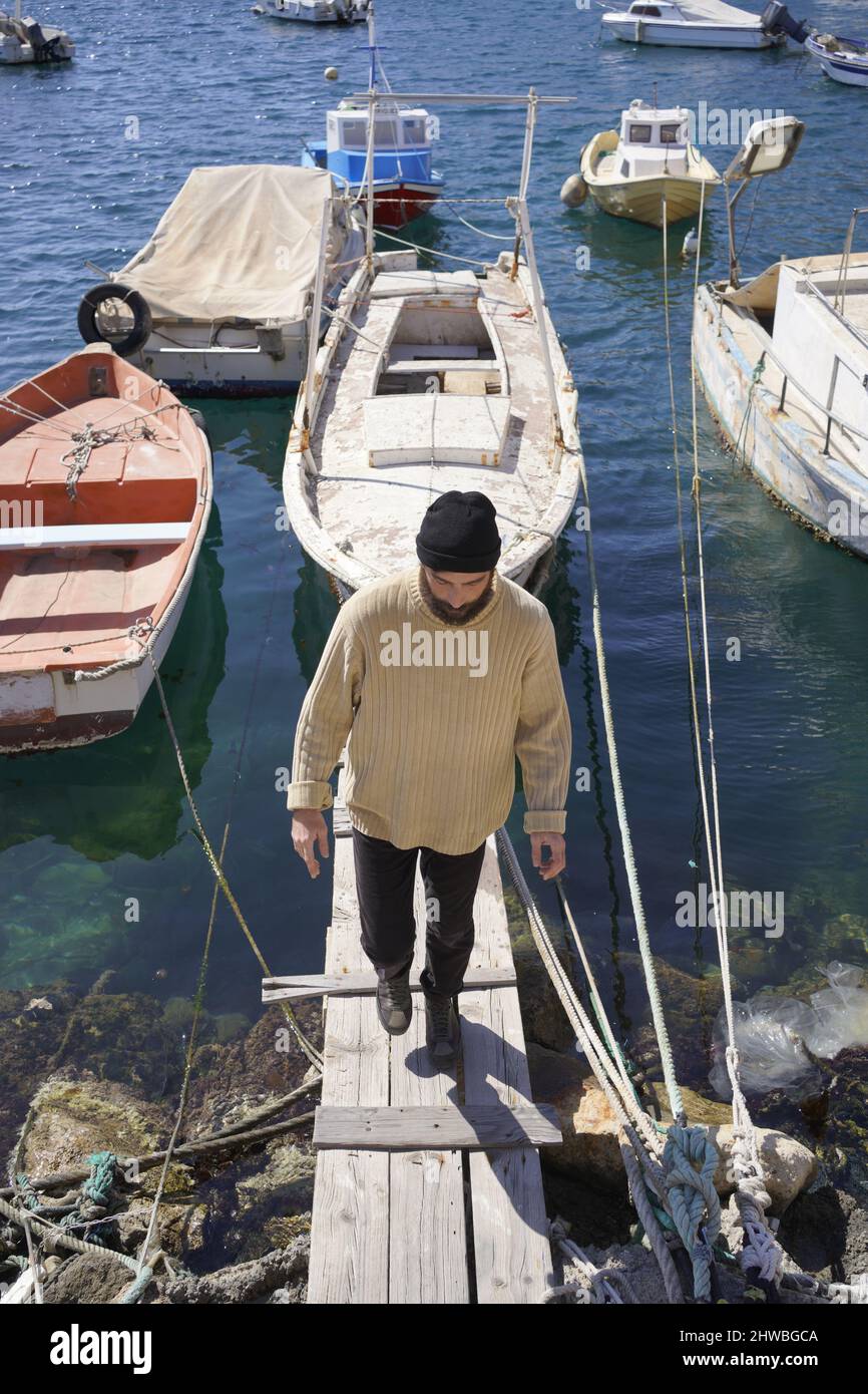 sailor bearded man in the harbor Stock Photo - Alamy