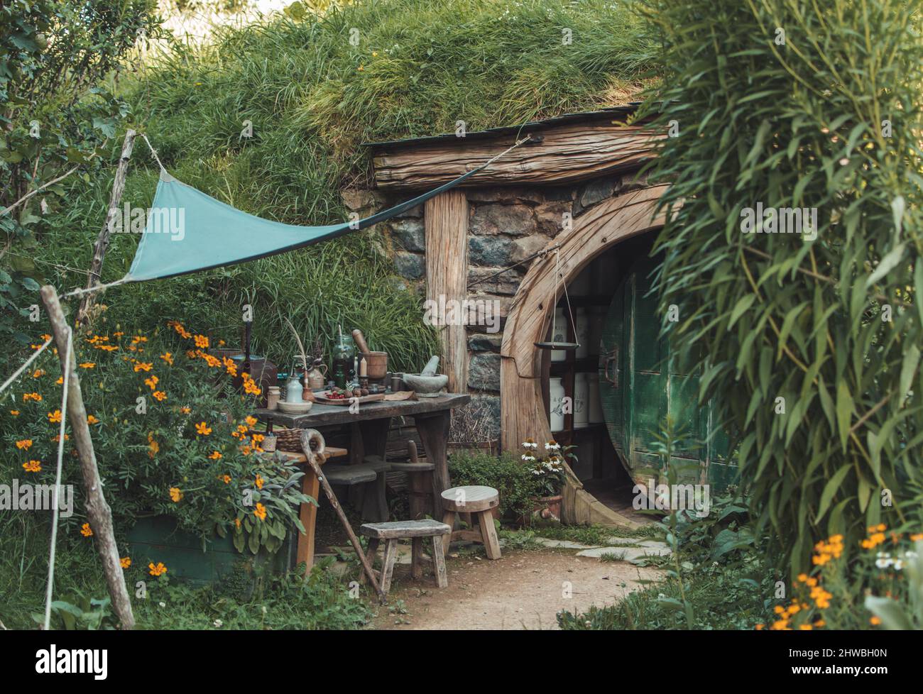 Hobbiton movie set in New Zealand Stock Photo - Alamy