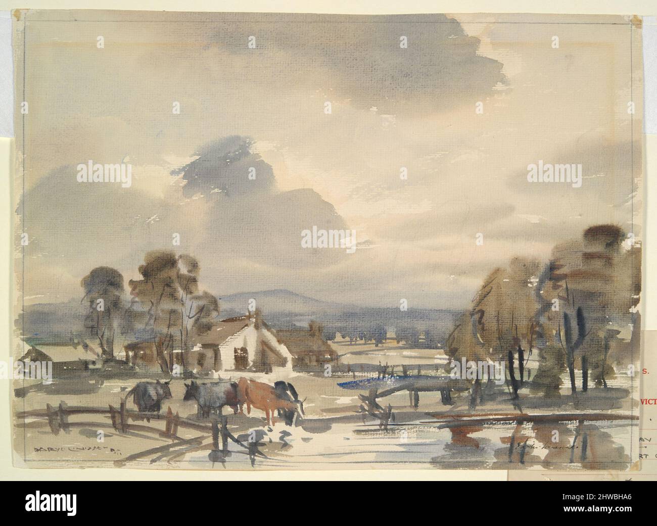 Landscape with Cows. Artist: Norman Alfred William Lindsay, Australian ...