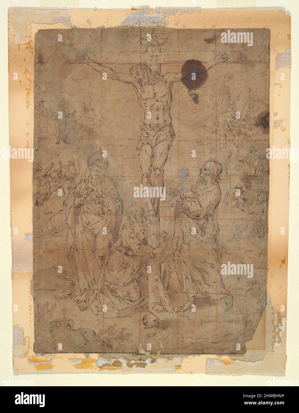 Christ on the Cross Between the Virgin and St. John with Scenes of the ...