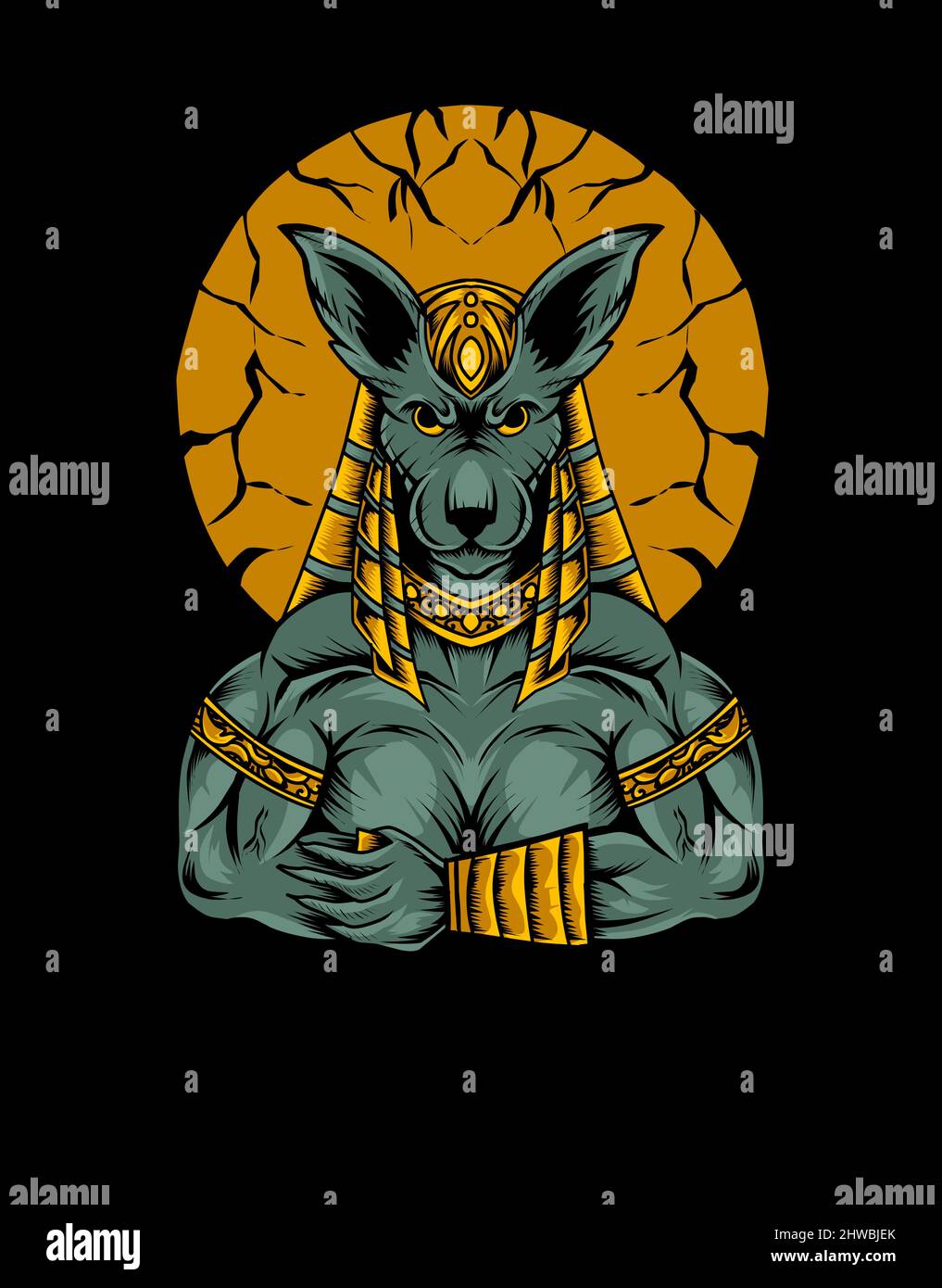 Illustration vector Ancient Egypt Anubis god on black background Stock ...