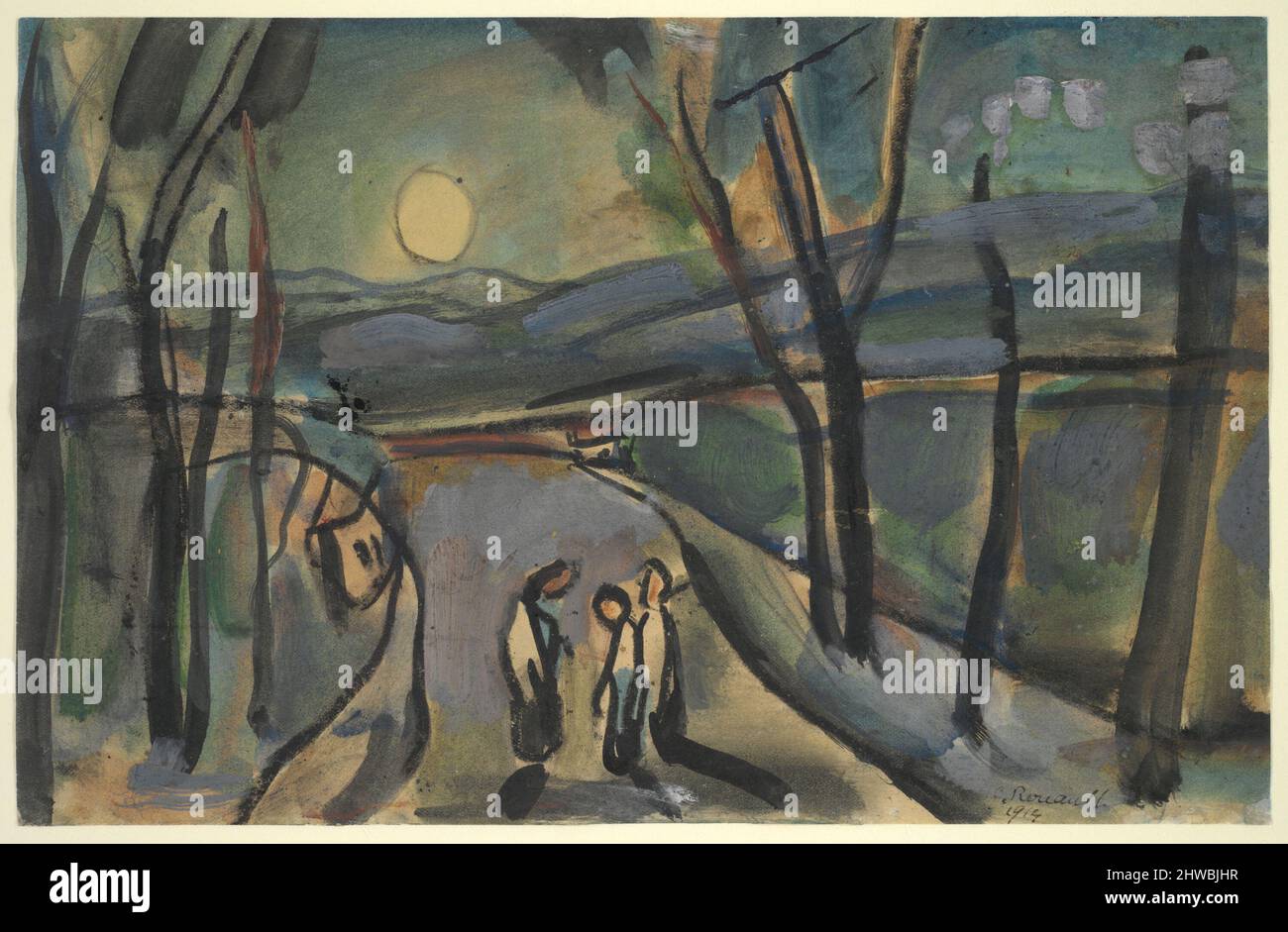 Three Figures in a Moonlit Landscape. Artist: Georges Rouault, French ...