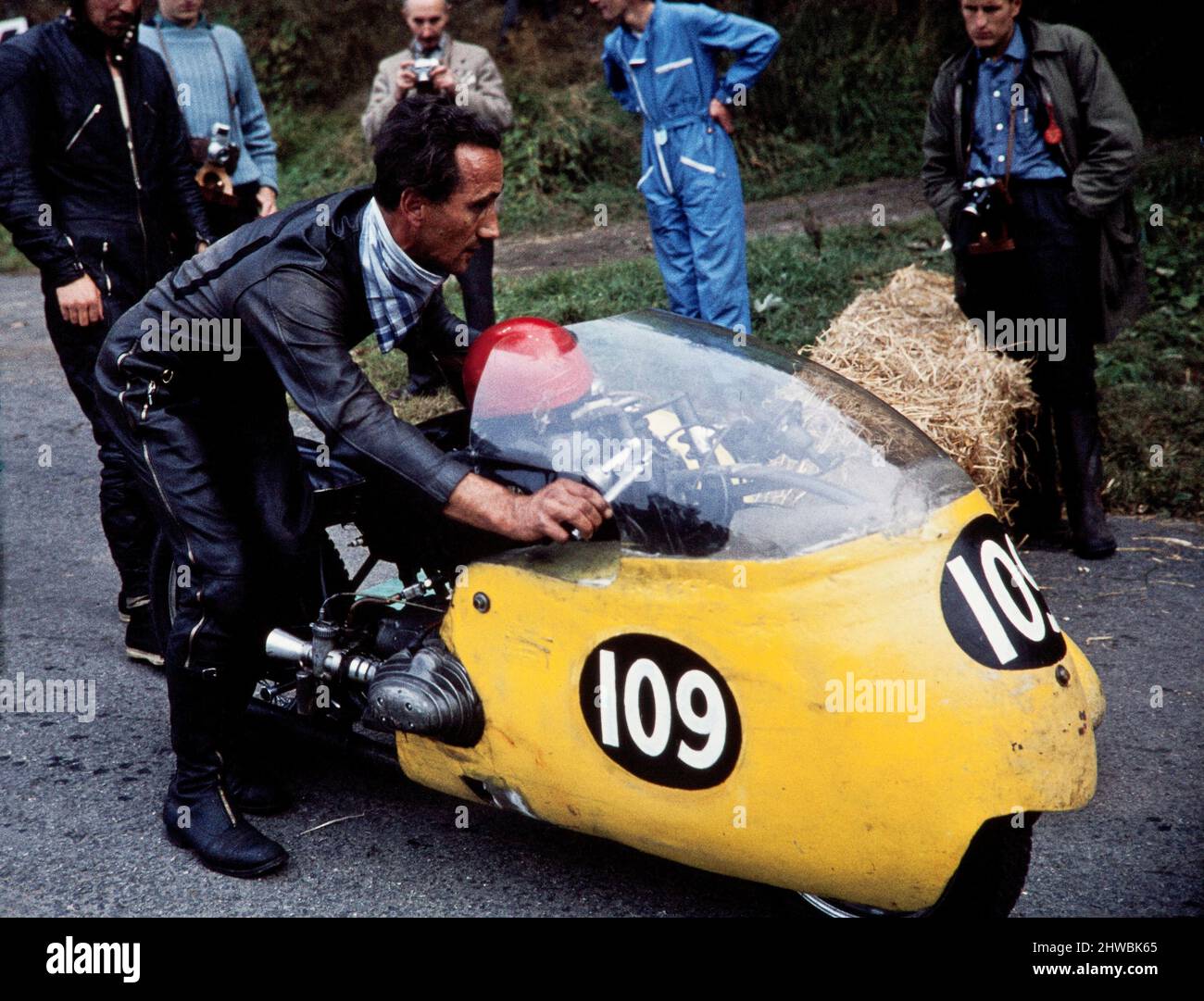 Motor sidecar-racing circuit and motorcycle racing circa 1960 United ...