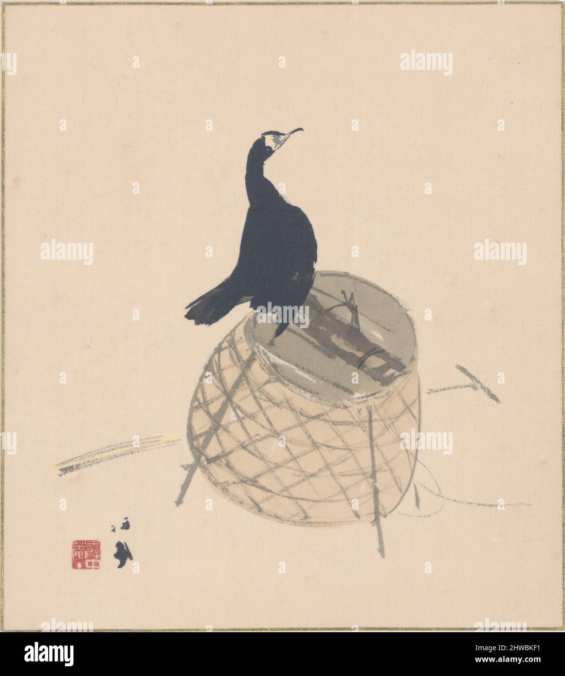 Cormorant on a Basket. Artist: Takeuchi Seih?, Japanese, 1864–1942 ...