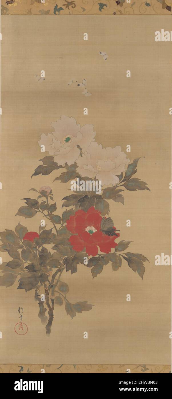 Peonies and Butterflies. Artist: Sakai H?itsu, Japanese, 1761–1828 ...