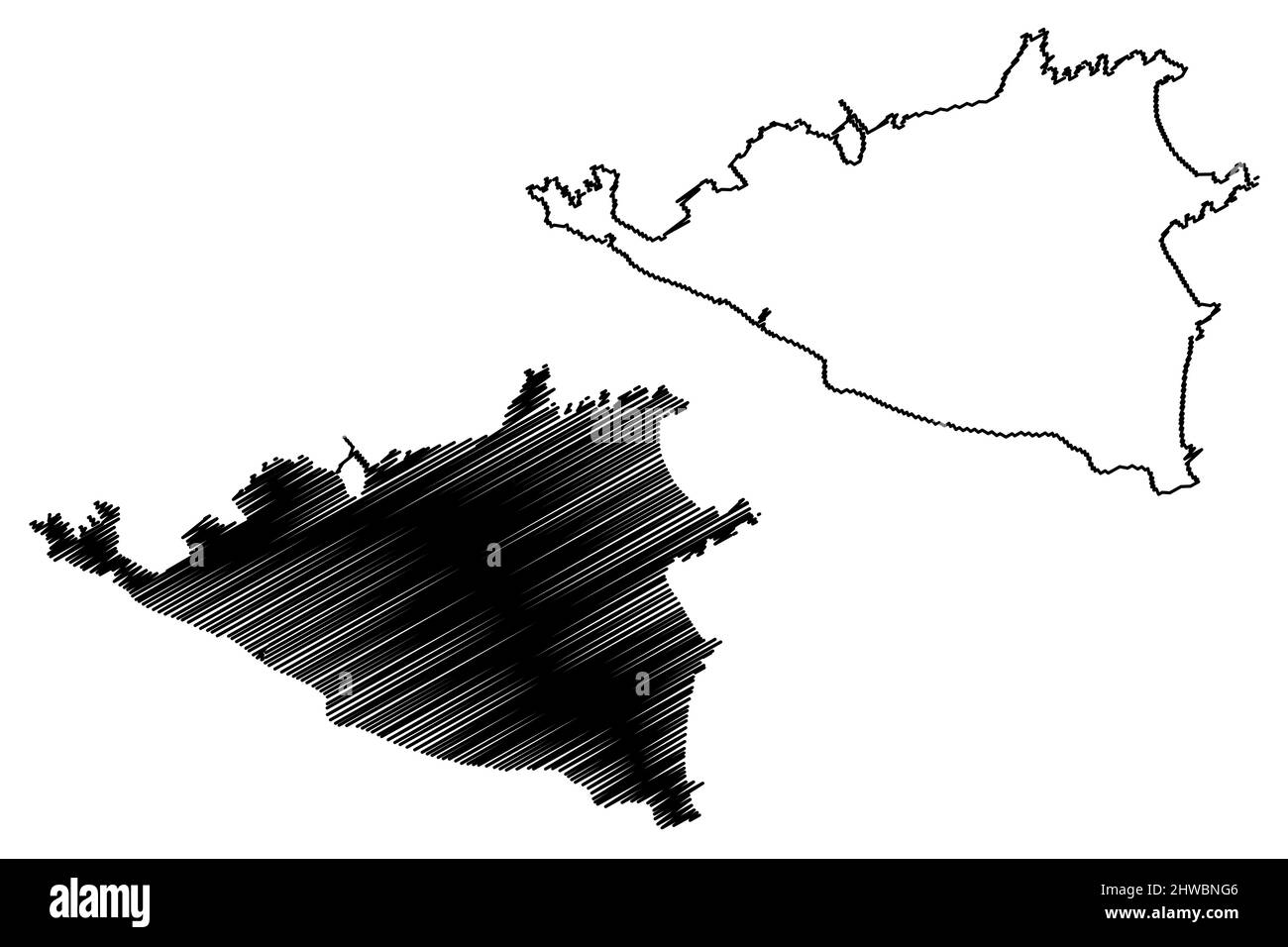 Daishan island (People's Republic of China, PRC, Zhejiang Province) map ...
