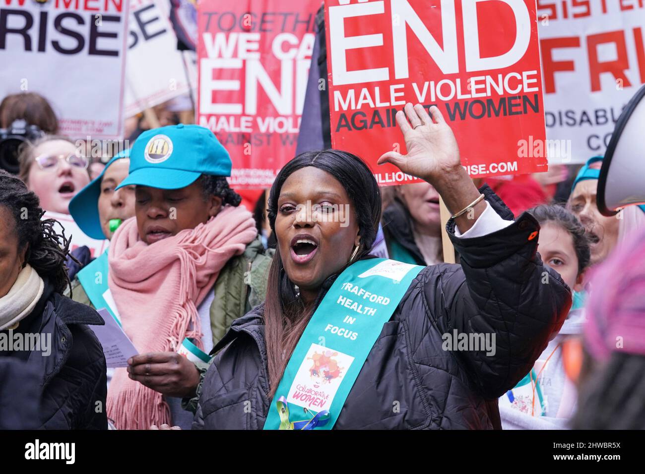 People take part in a Million Women Rise march outside Charing Cross ...