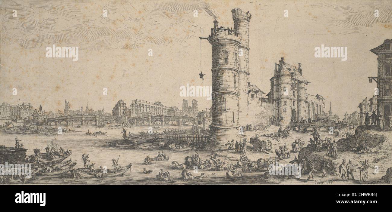 Le Pont Neuf, Paris. Artist: Jacques Callot, French, 1592–1635 Stock ...