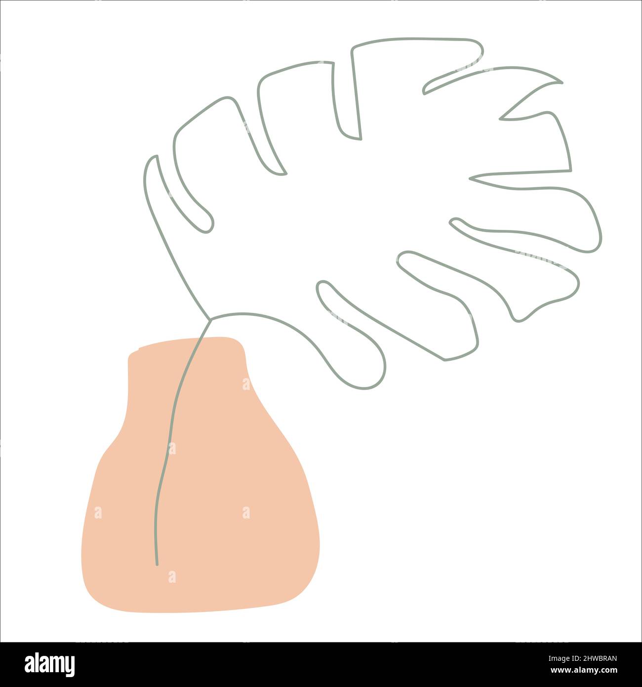 One line drawing monstera Stock Vector Images - Alamy