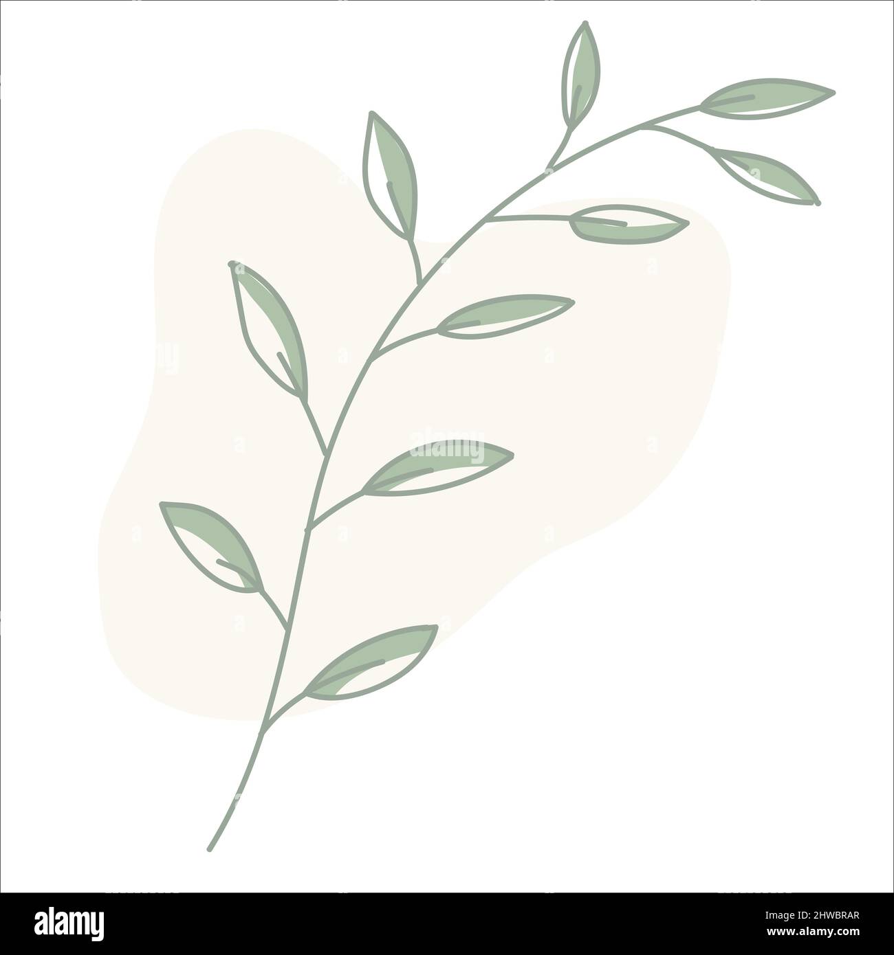 Leaf Line Art With Shapes In Pastel Stock Vector Image & Art - Alamy