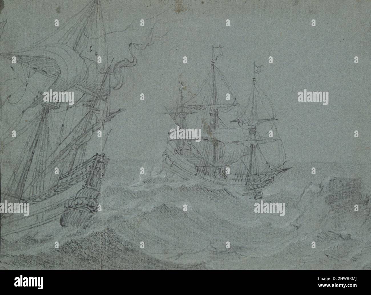 Two ships in a storm. Artist, style of: Andries van Eertvelt, Flemish ...