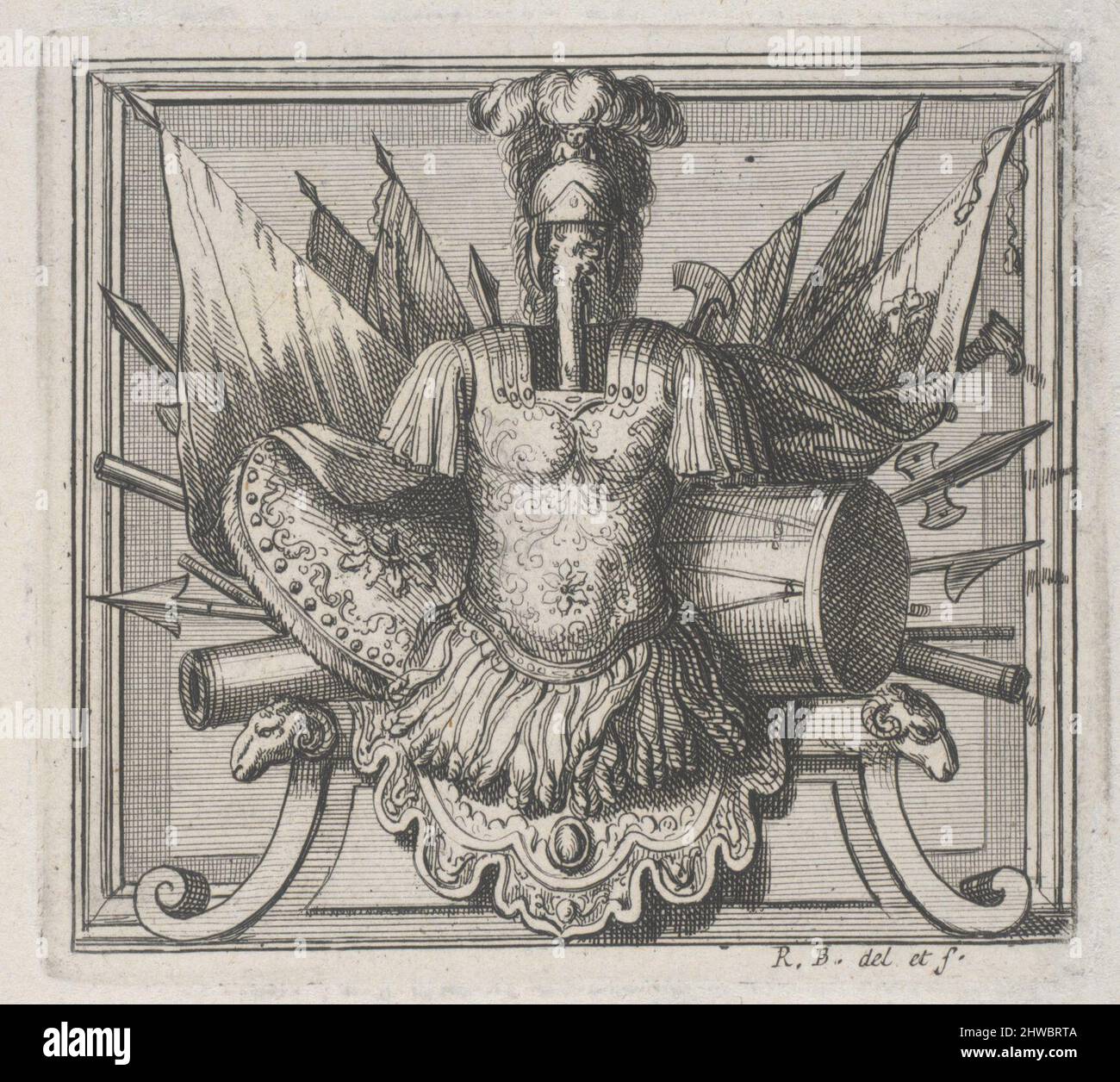 Suit of Armor with Drum, Cannon, and Flags. Artist: R. B., French Stock ...