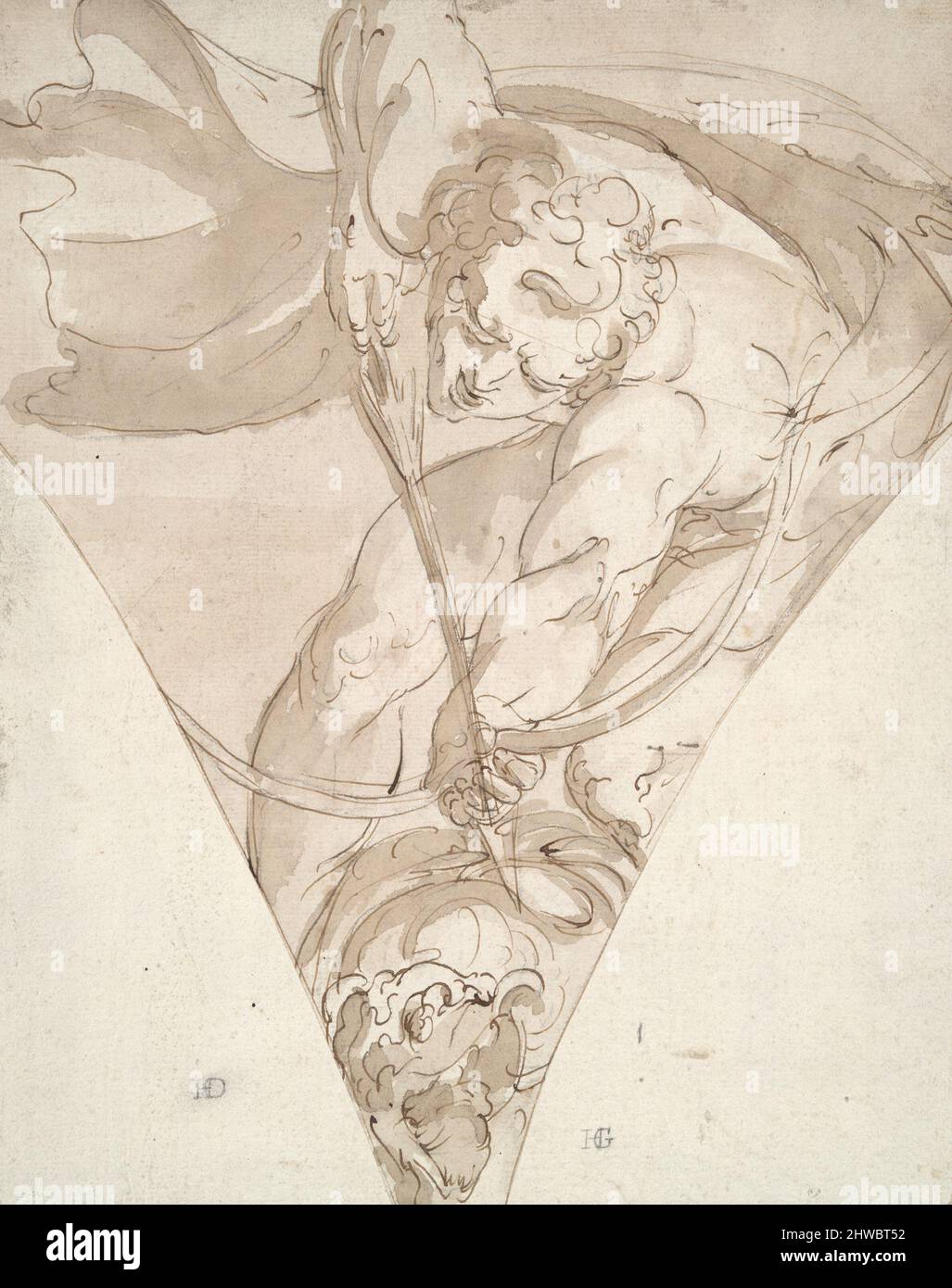 Apollo Killing the Python, study for a spandrel in the Palazzo Antonio ...
