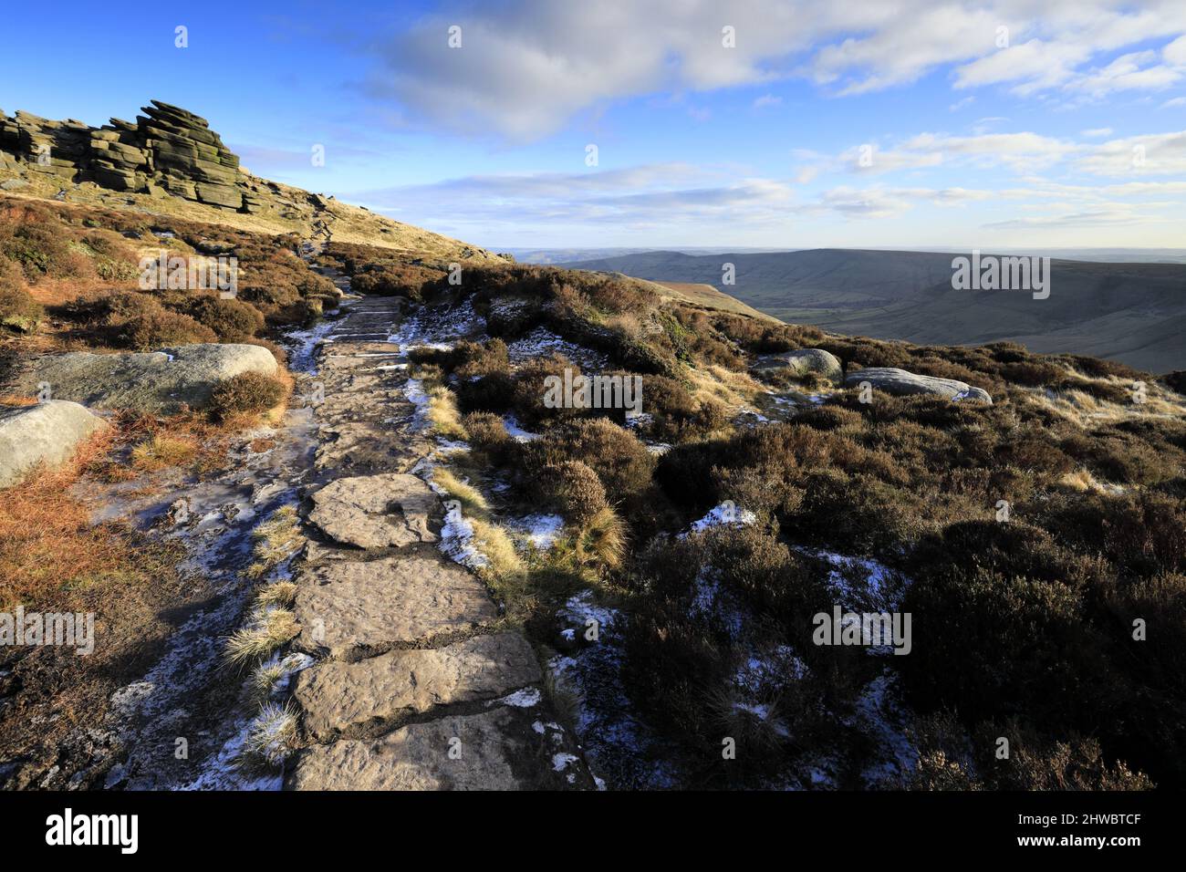Pym Chair rock formation on Kinder Scout, Pennine Way, Peak District ...