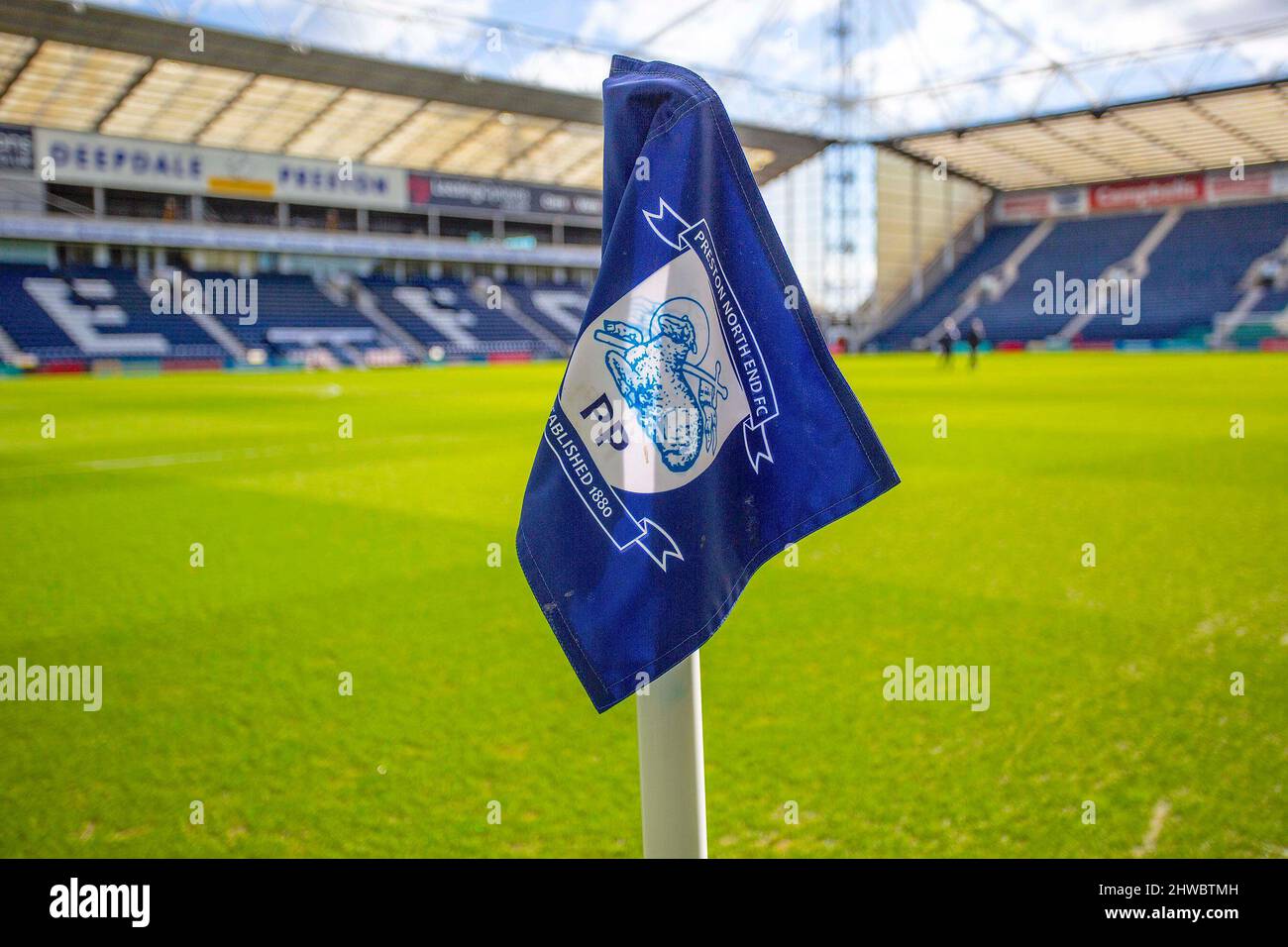 Preston North End corner flag Stock Photo - Alamy