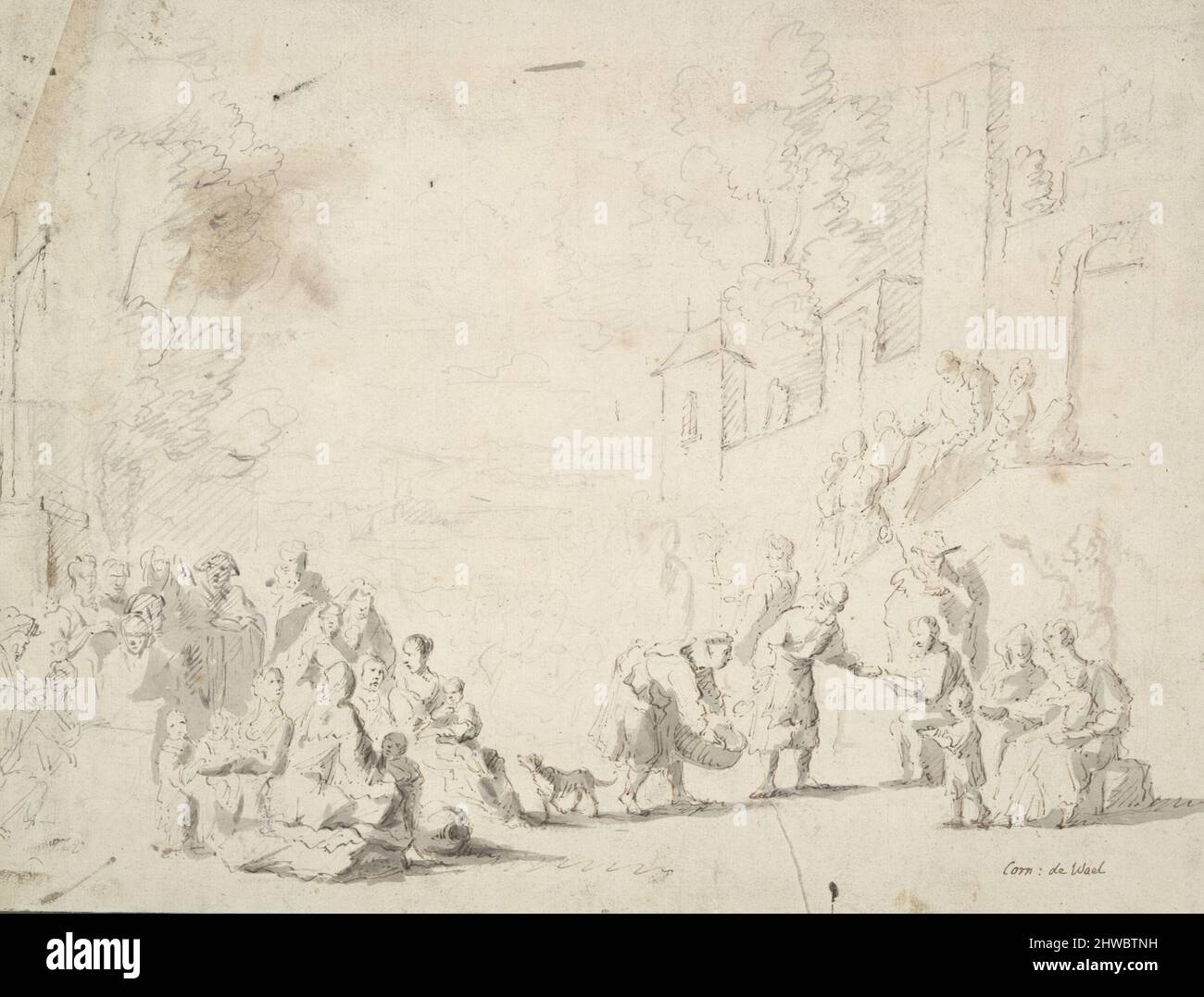 Feeding the poor. Artist: Unknown After: Cornelius de Wael, Flemish ...