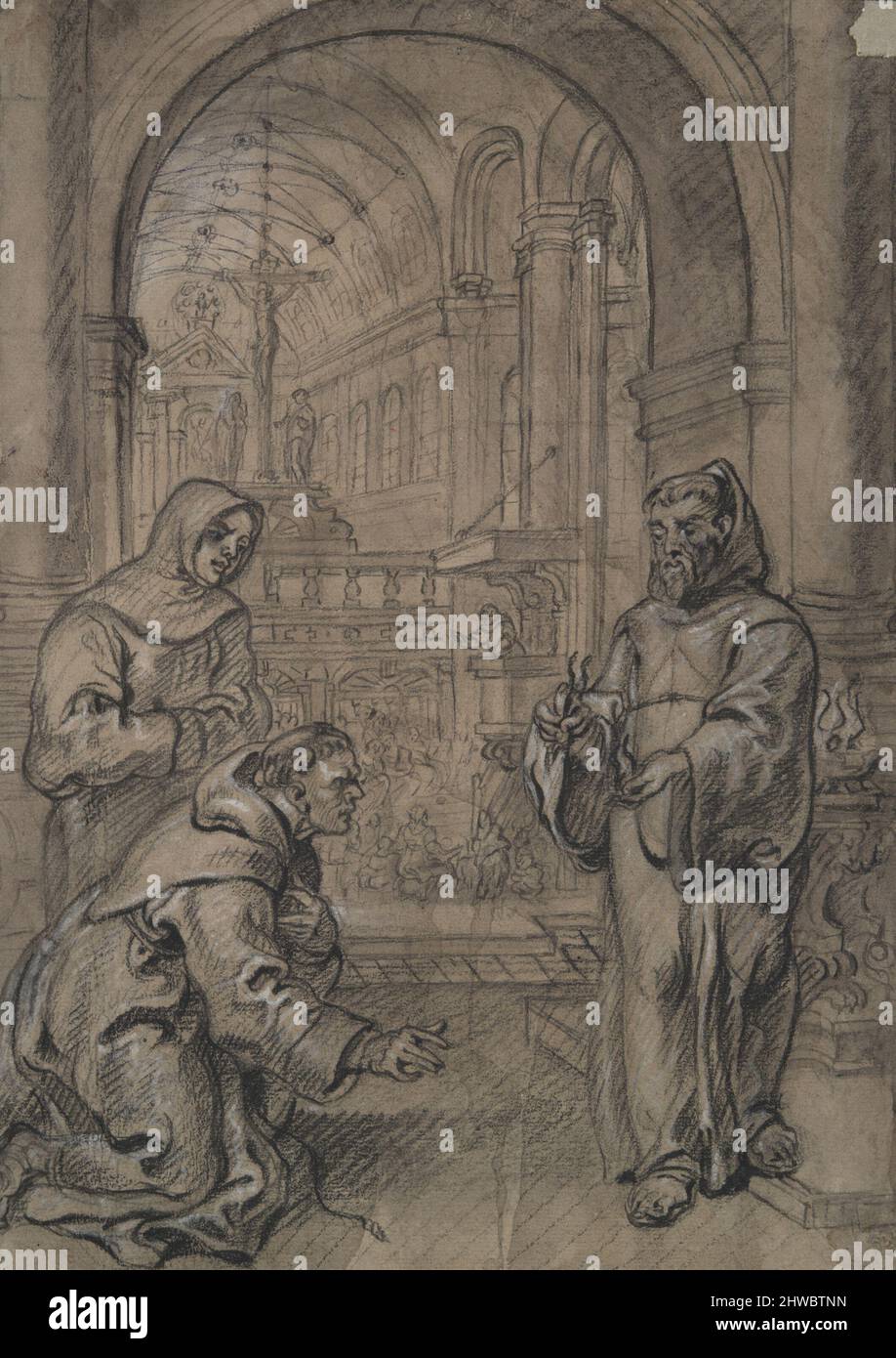 St. Francis of Paula Holding Live Coal in his Hands. Artist, circle of ...