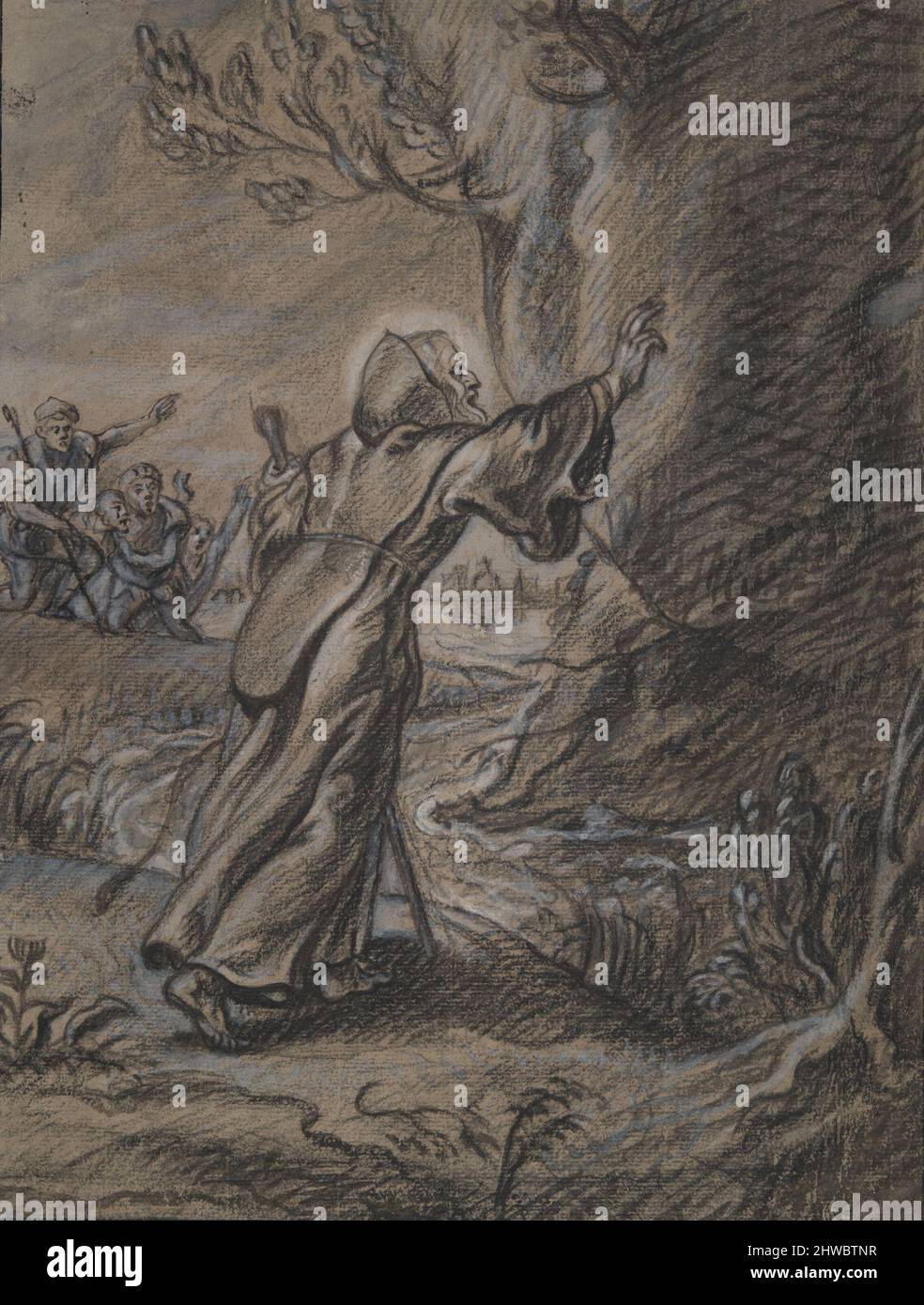 St. Francis of Paula Holding Back the Falling Rock. Artist, circle of ...