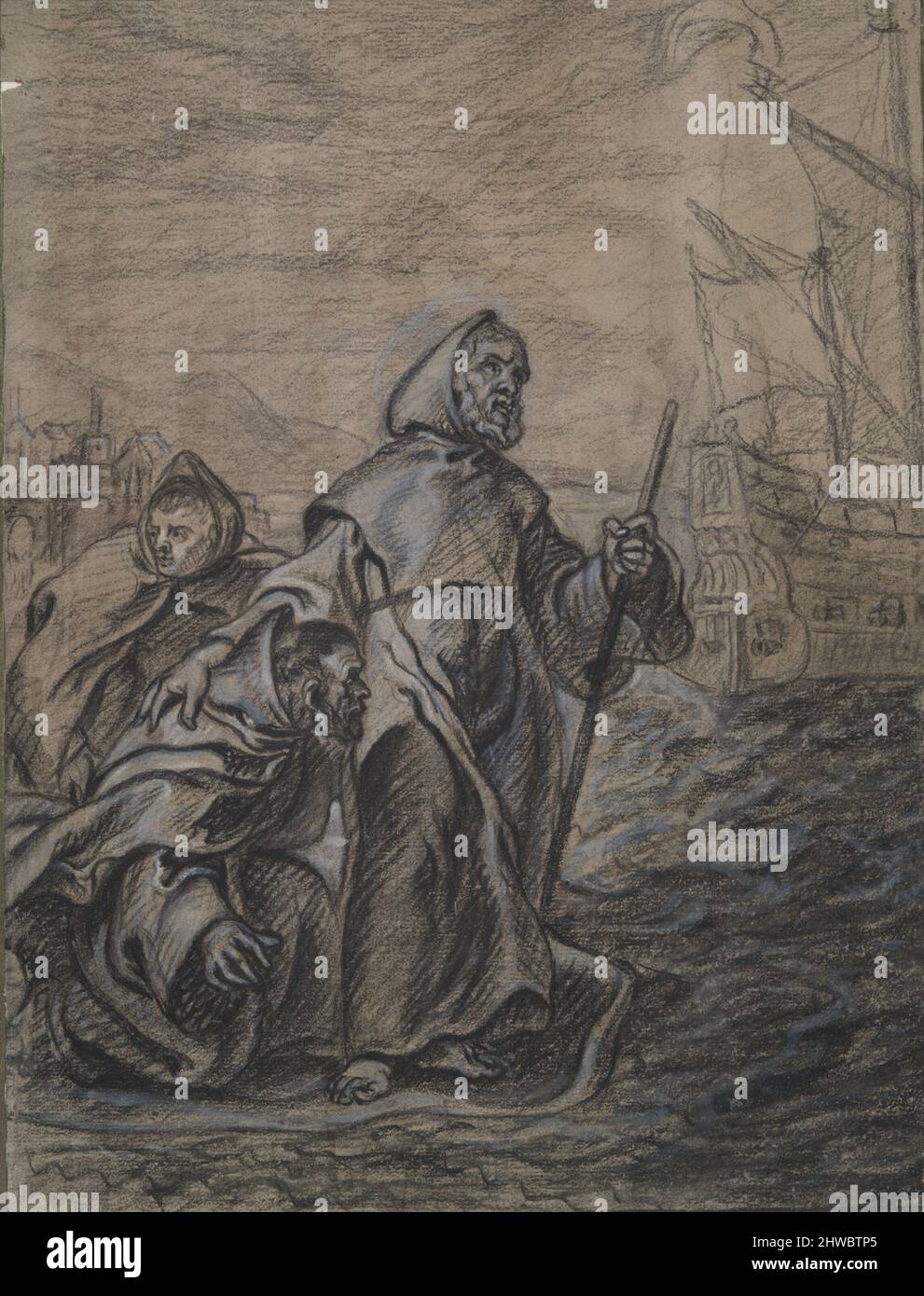 St. Francis of Paula Crossing the Strait of Messina. Artist, circle of ...