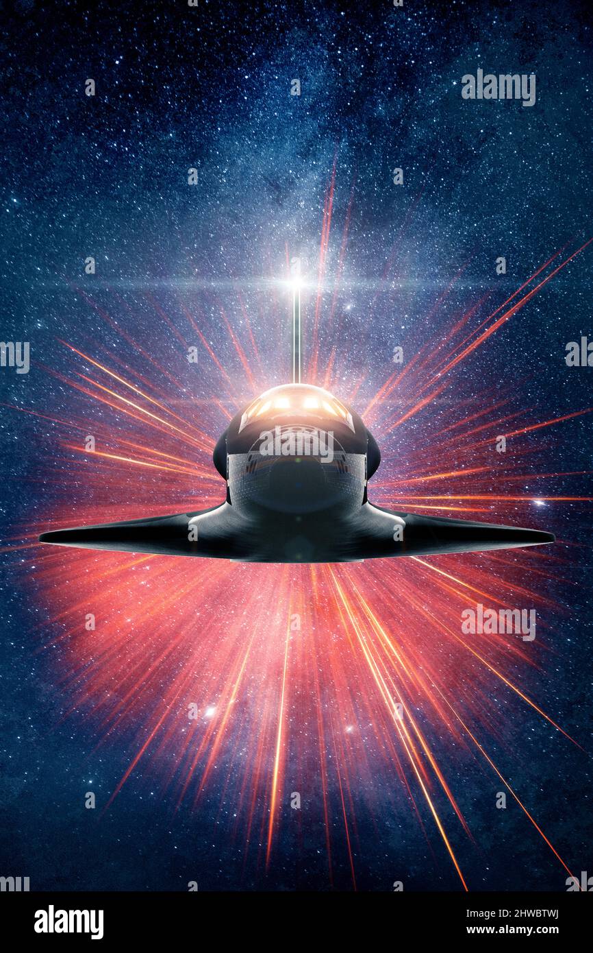 Space shuttle and stars background. Space travel, science and ...